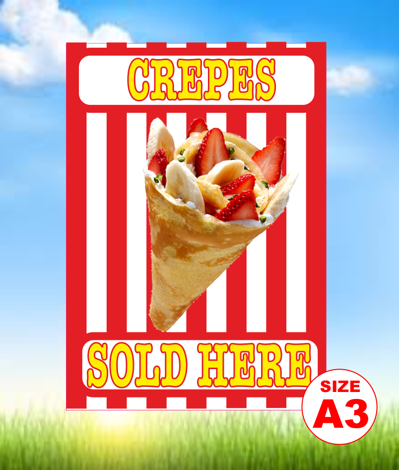 Crepes sold here sign – Bouncy Signs